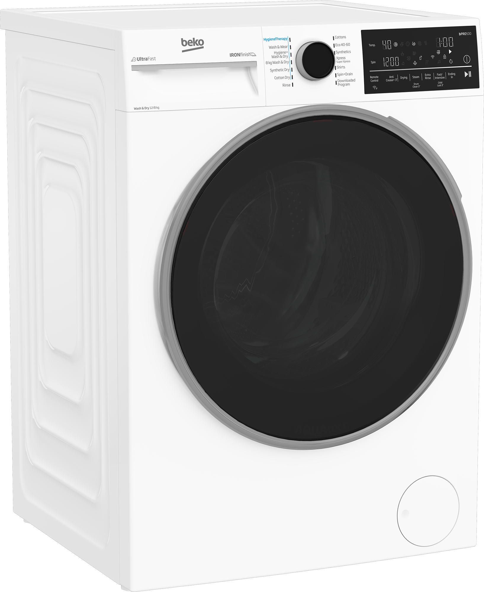Freestanding 12kg Wash / 8kg Dry Capacity Washer Dryer with UltraFast ...
