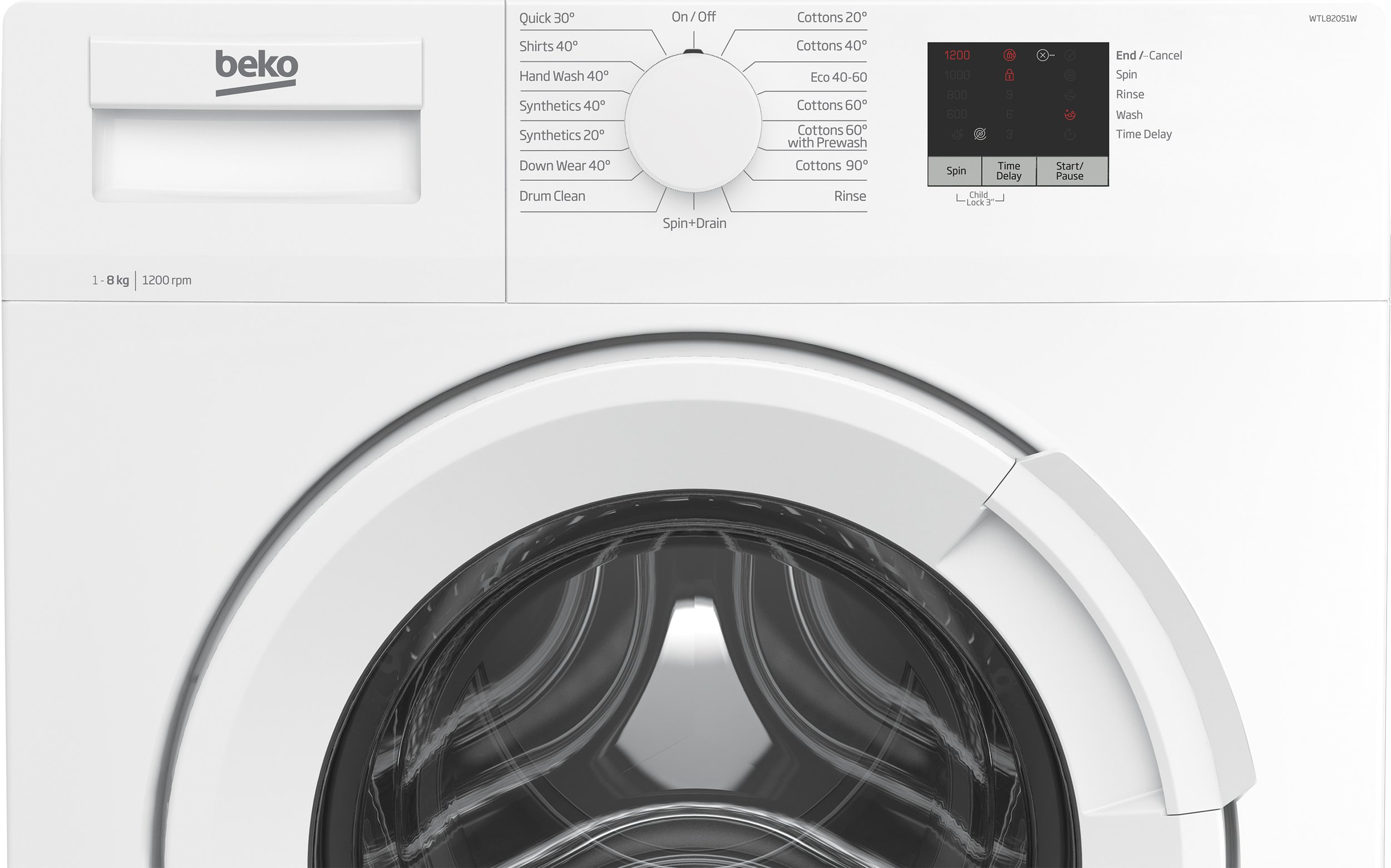 Freestanding 8kg 1200rpm Washing Machine with Slim Depth WTL82051 | Beko UK