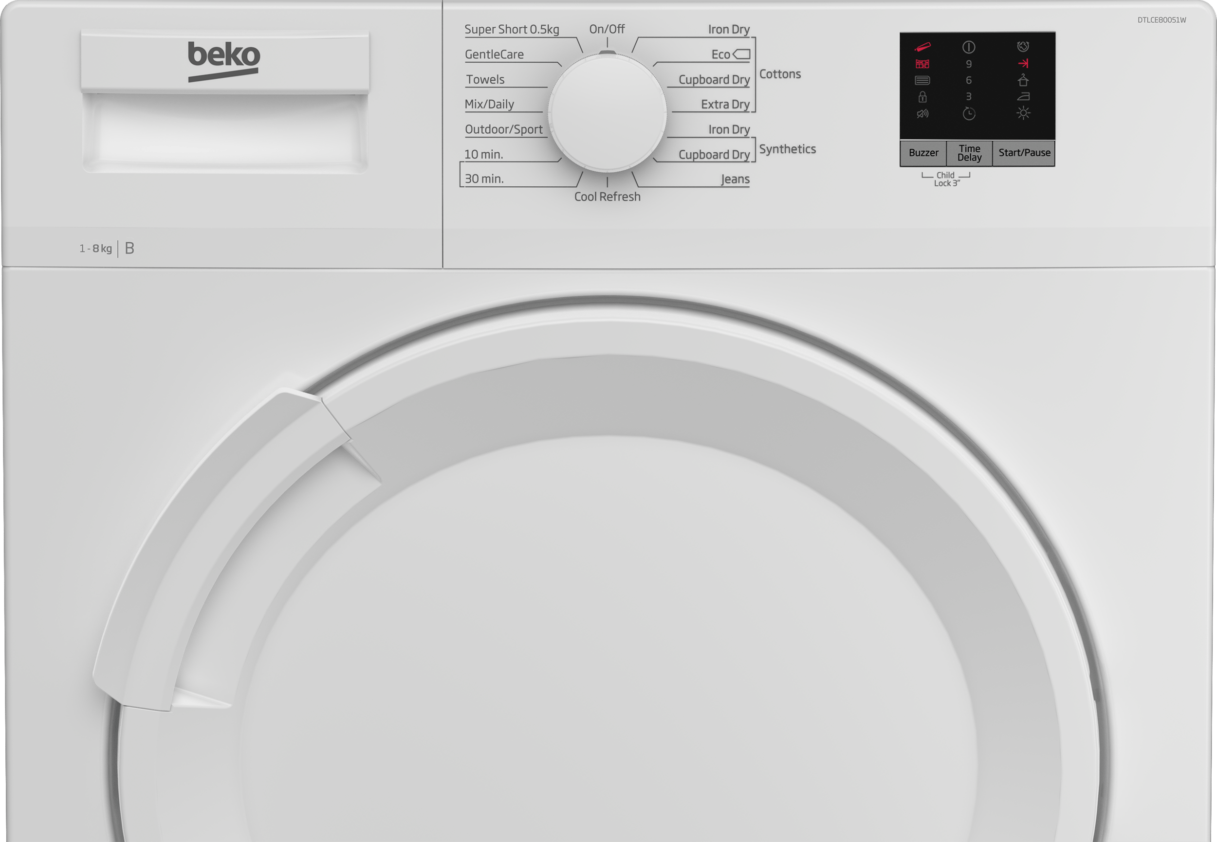 8kg Condenser Tumble Dryer with Sensor Programmes DTLCE80051 | Beko UK
