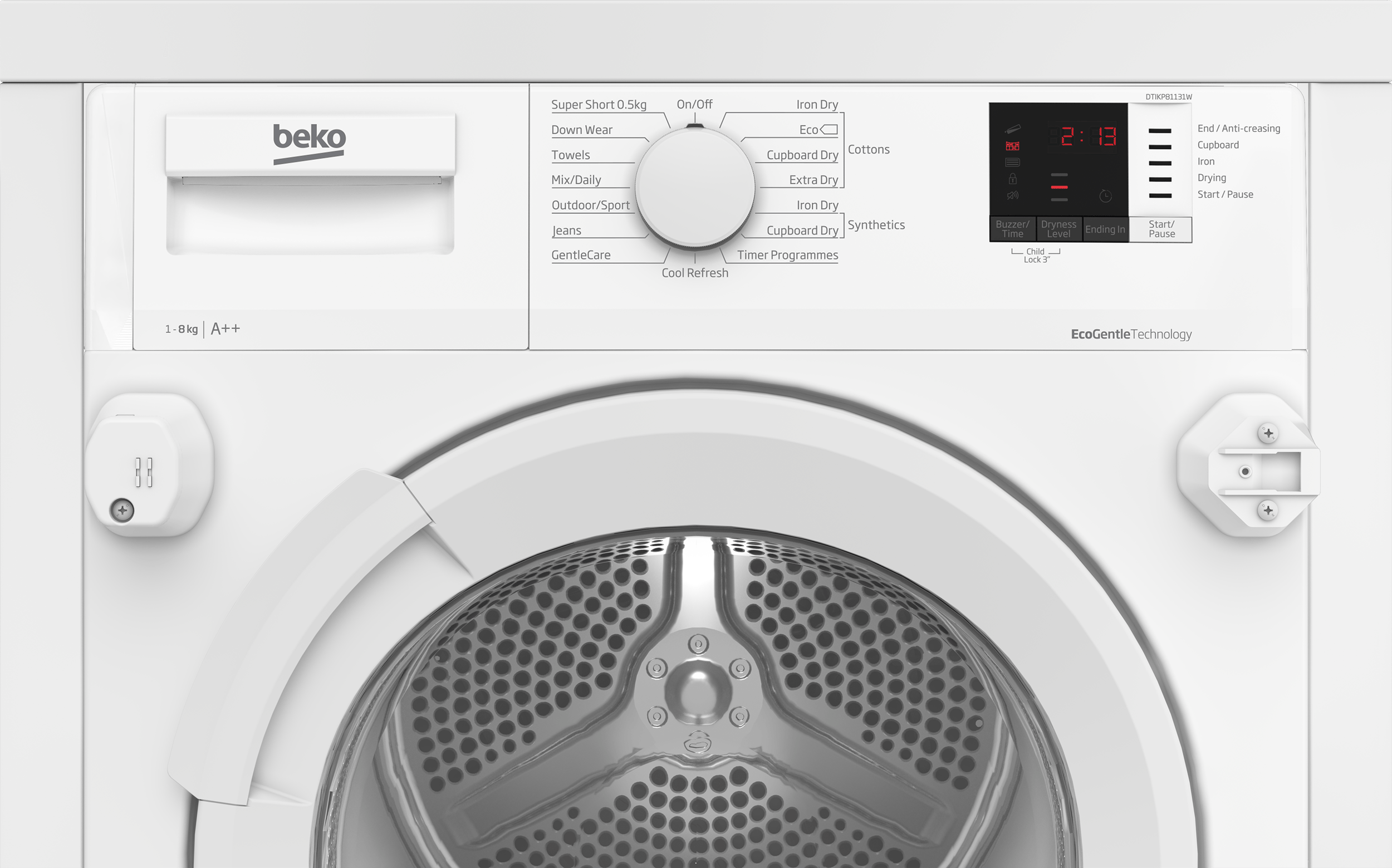 8kg Integrated Heat Pump Tumble Dryer with Sensor Drying Programmes ...