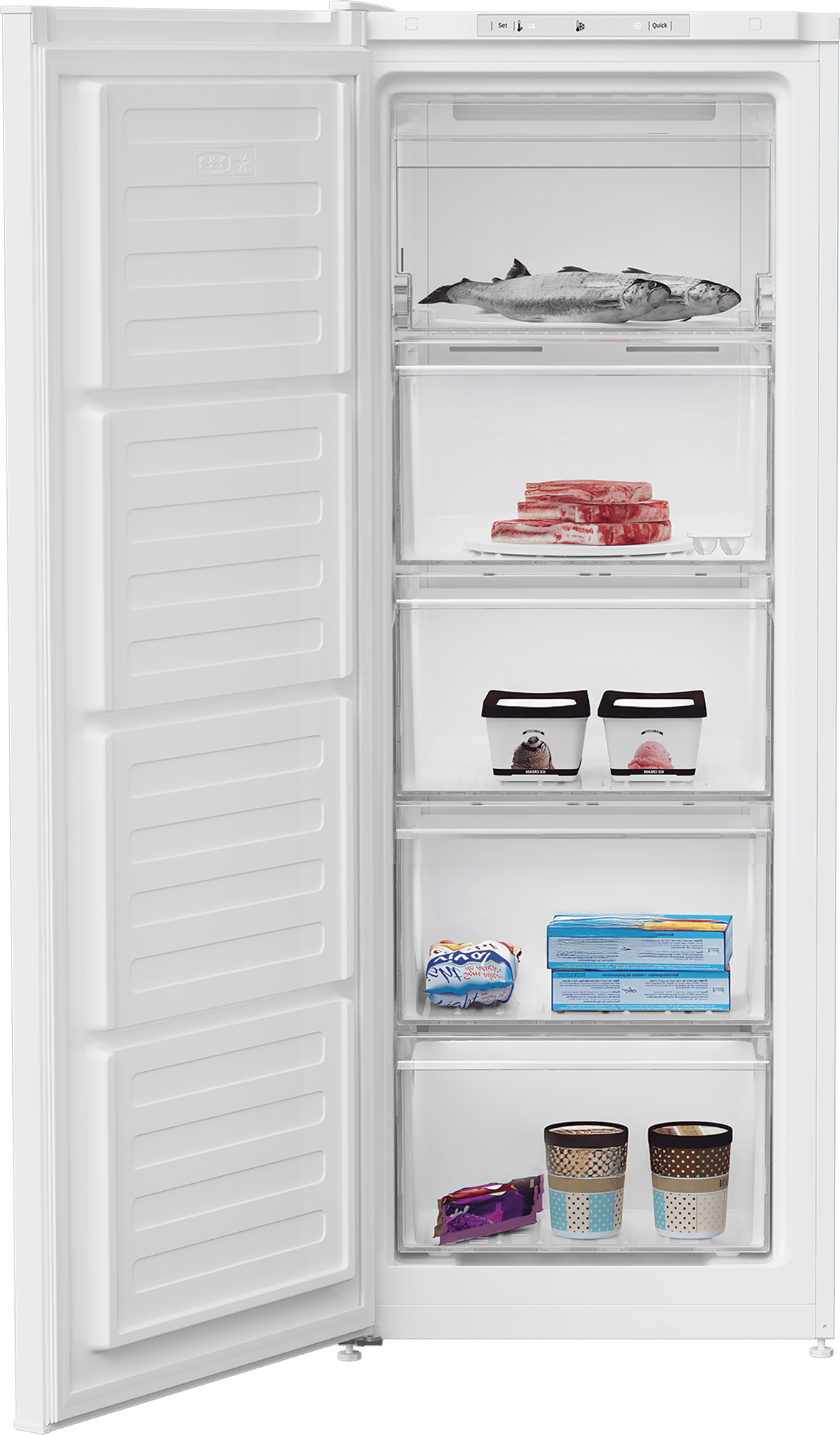 Freestanding Tall Frost Free Freezer with Freezer Guard FNE4545W | Beko UK
