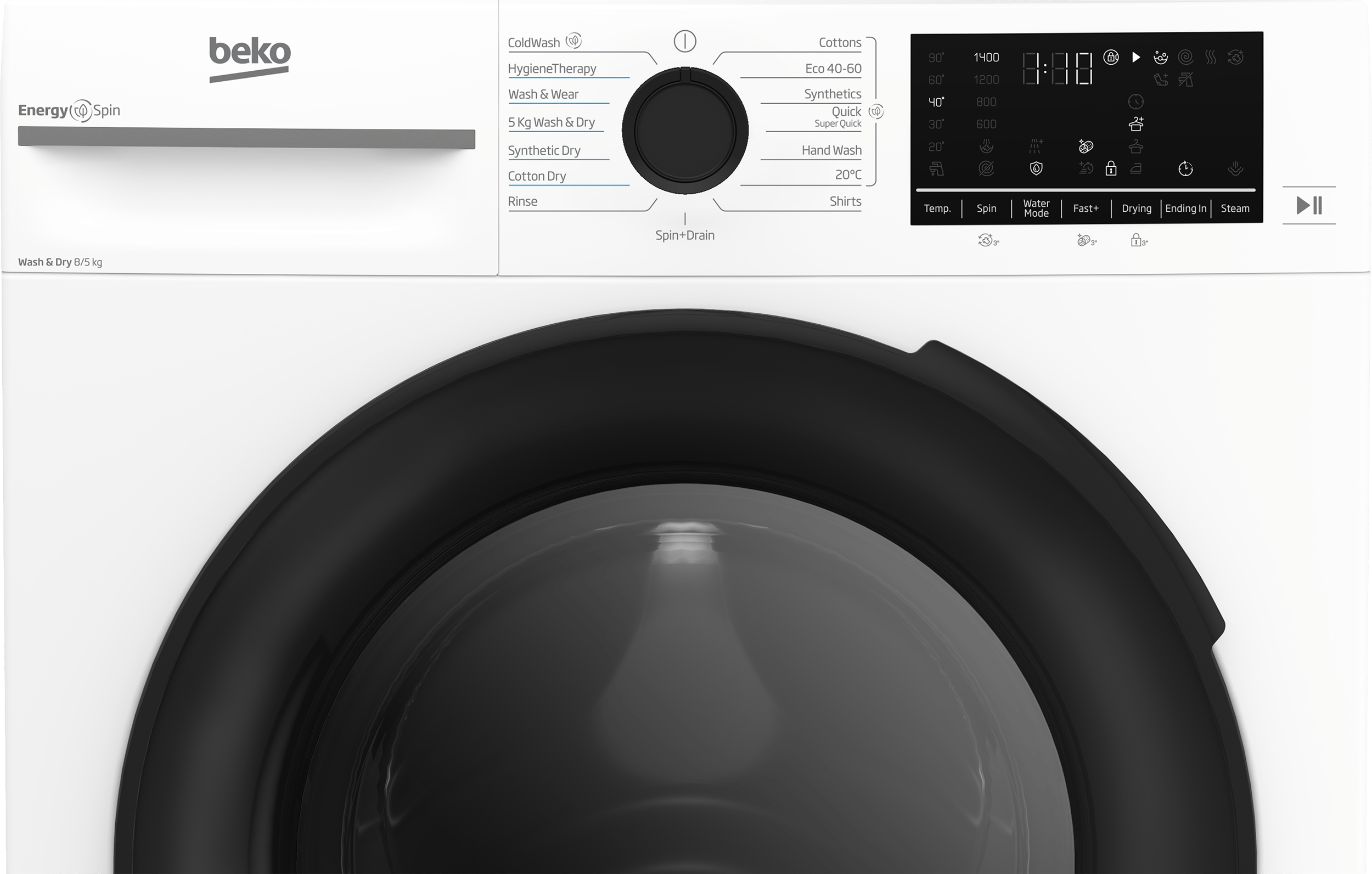 Freestanding 8kg Wash / 5kg Dry Capacity Washer Dryer with EnergySpin ...