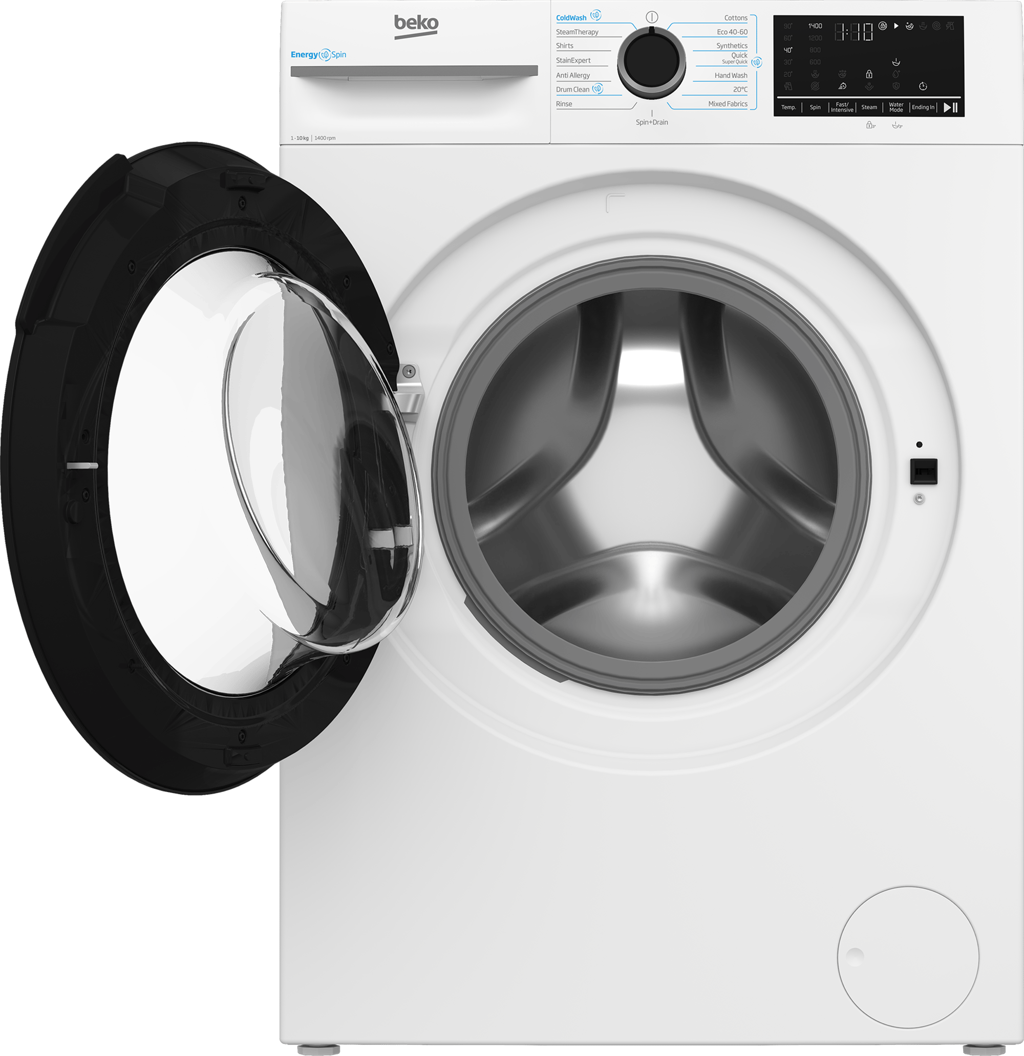 Freestanding 10kg 1400rpm Washing Machine with EnergySpin and IronFast ...