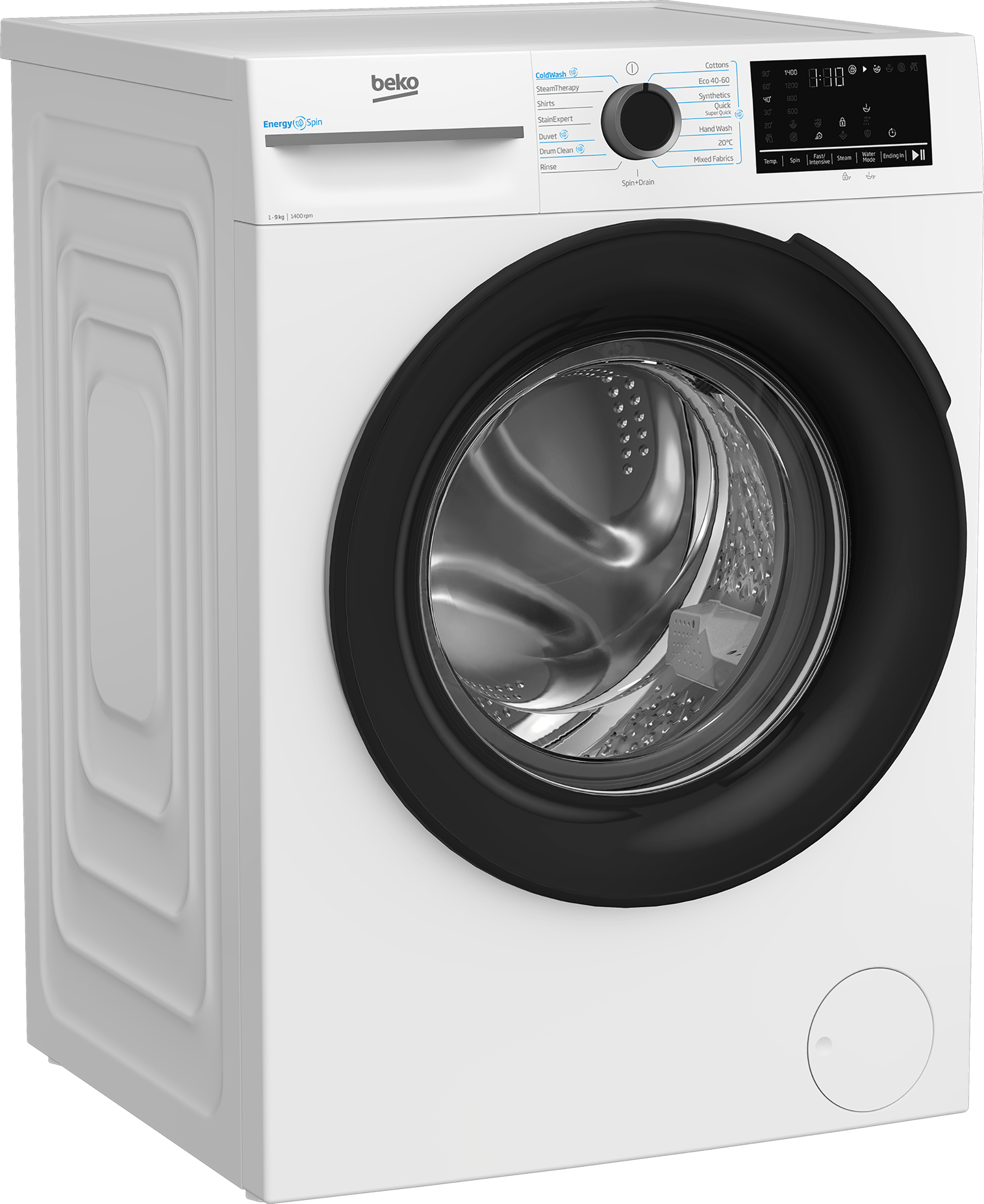 Freestanding 9kg 1400rpm Washing Machine with EnergySpin and IronFast ...