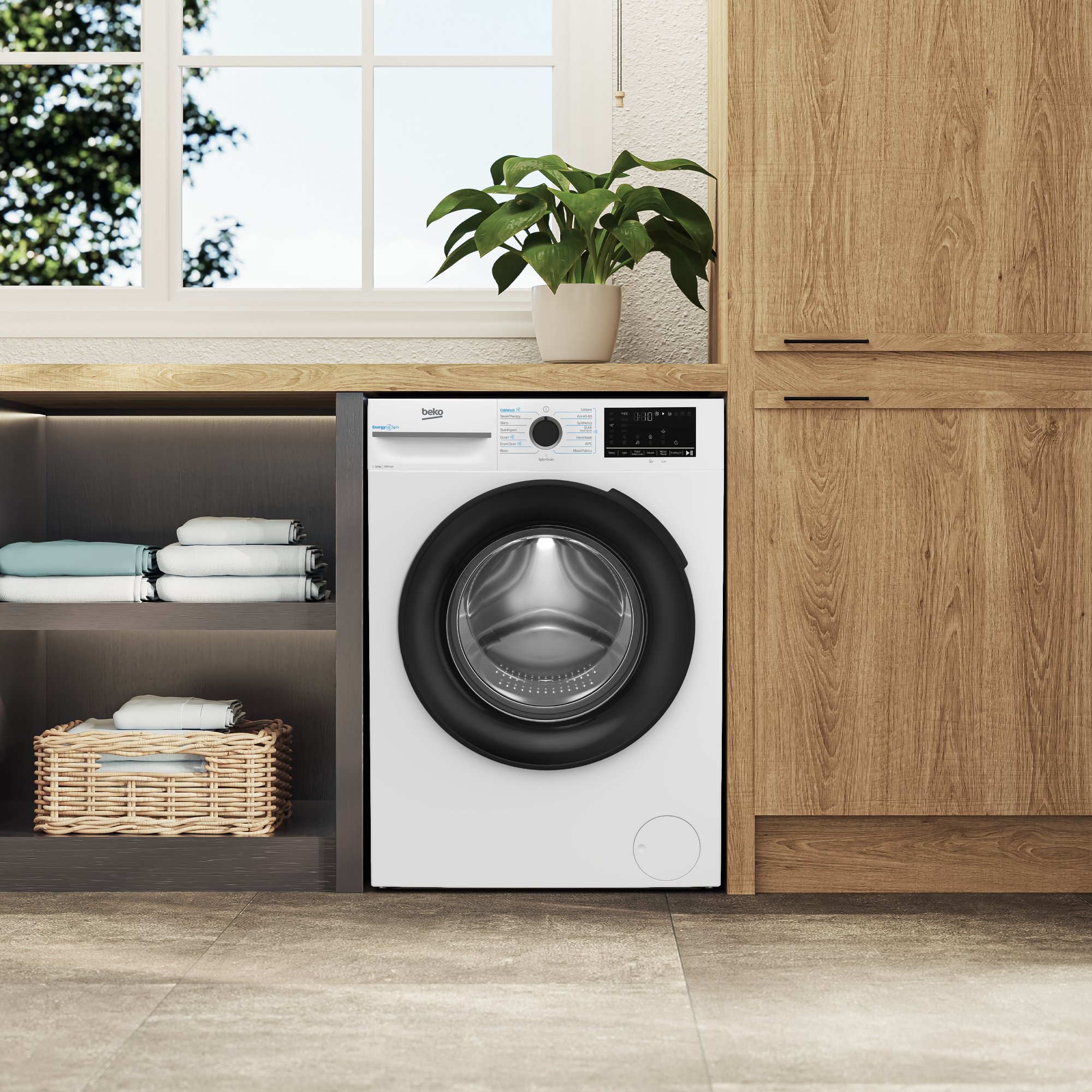 Freestanding 12kg 1400rpm Washing Machine with EnergySpin and IronFast ...