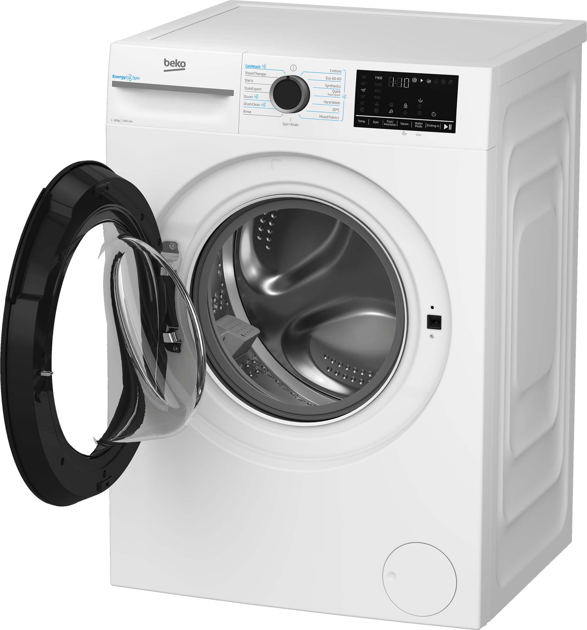 Freestanding 12kg 1400rpm Washing Machine with EnergySpin and IronFast ...
