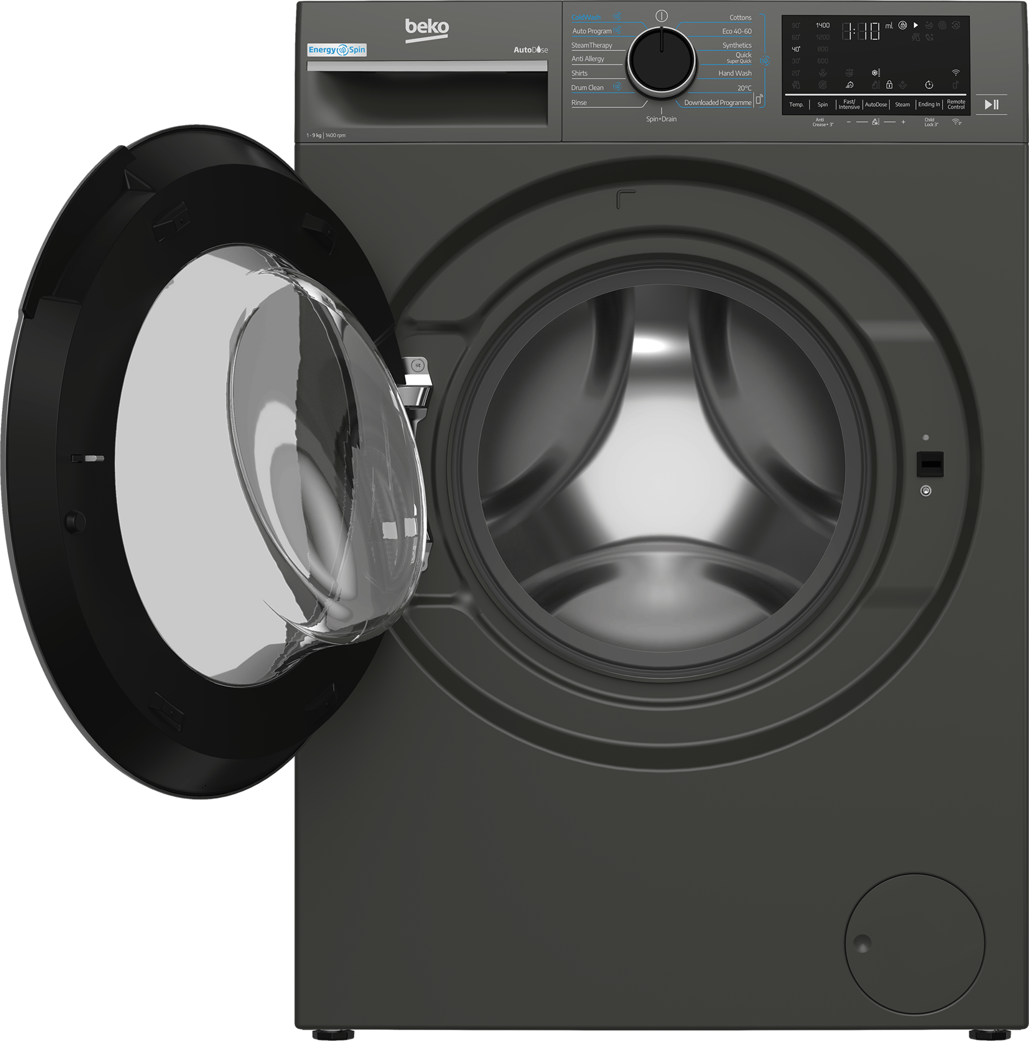 Freestanding 9kg 1400rpm Washing Machine with EnergySpin and Autodose ...