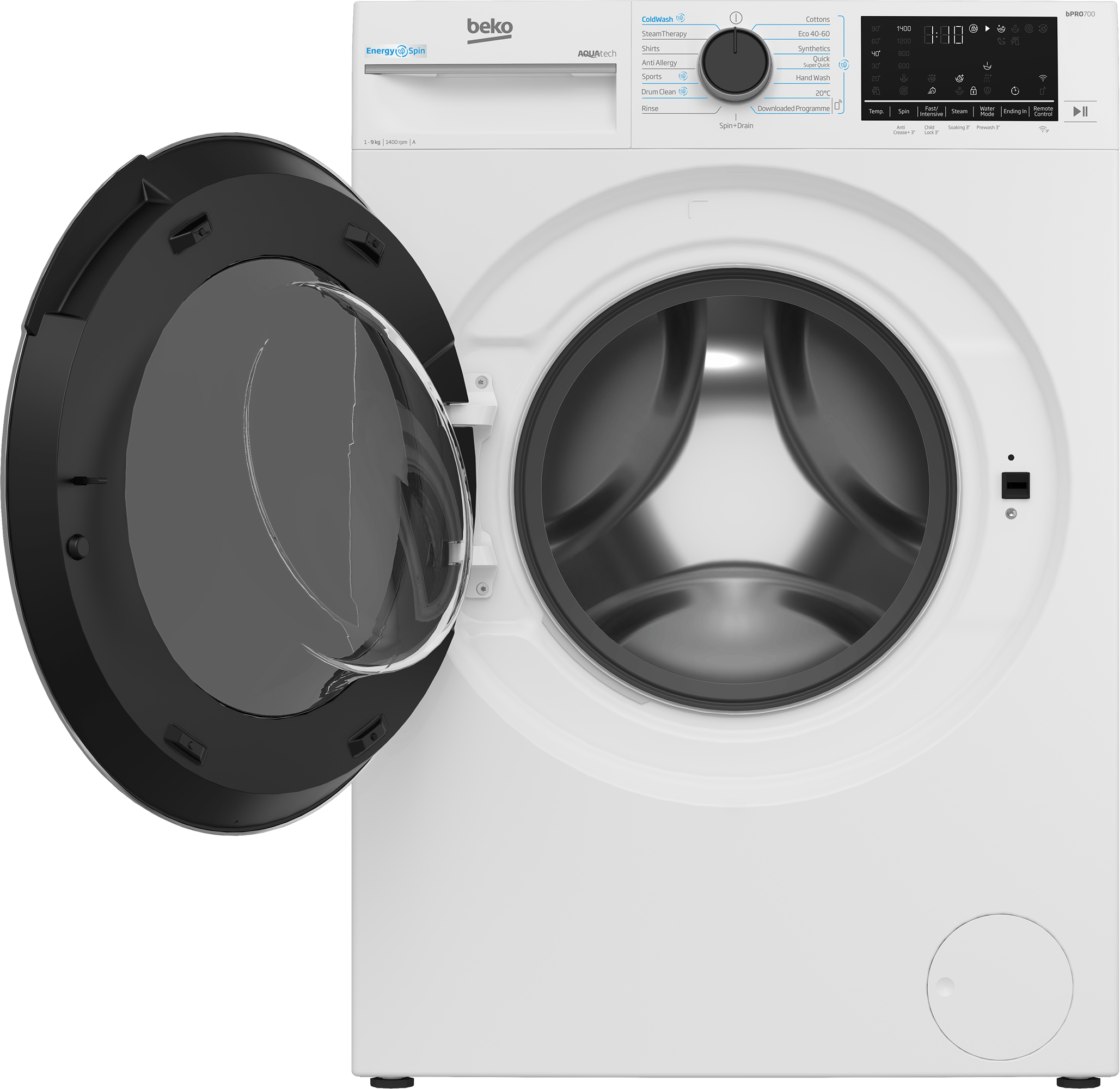 Freestanding 9kg 1400rpm Washing Machine with EnergySpin and AquaTech B5W59411A | Beko UK
