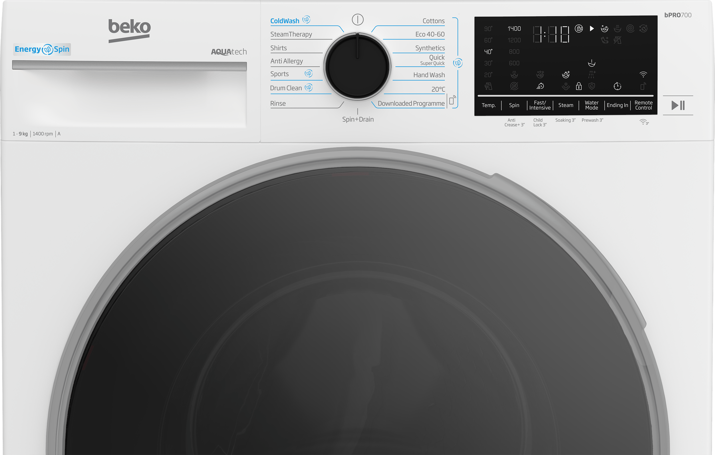 Freestanding 9kg 1400rpm Washing Machine with EnergySpin and AquaTech B5W59411A | Beko UK