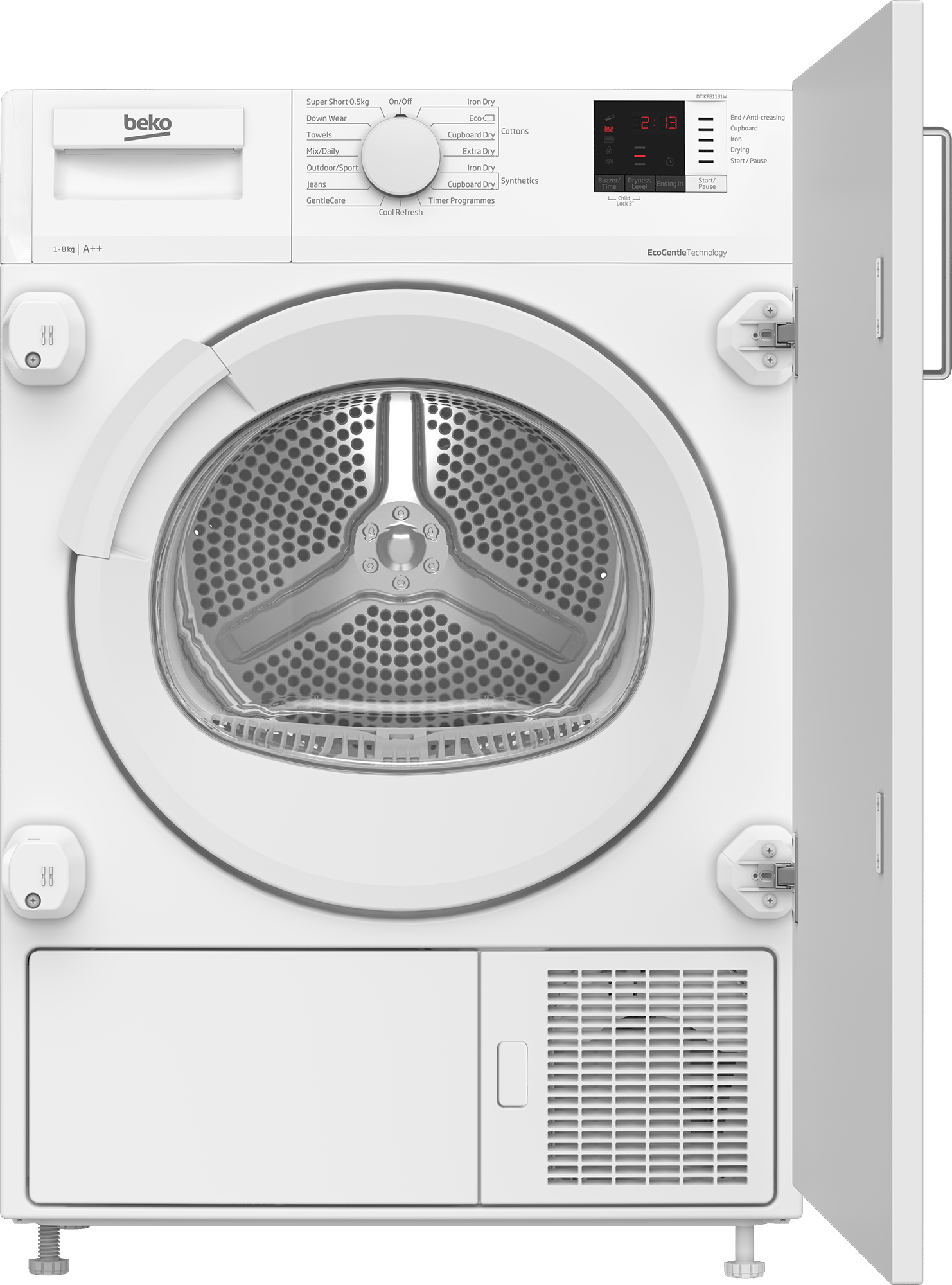 8kg Integrated Heat Pump Tumble Dryer with Sensor Drying Programmes ...