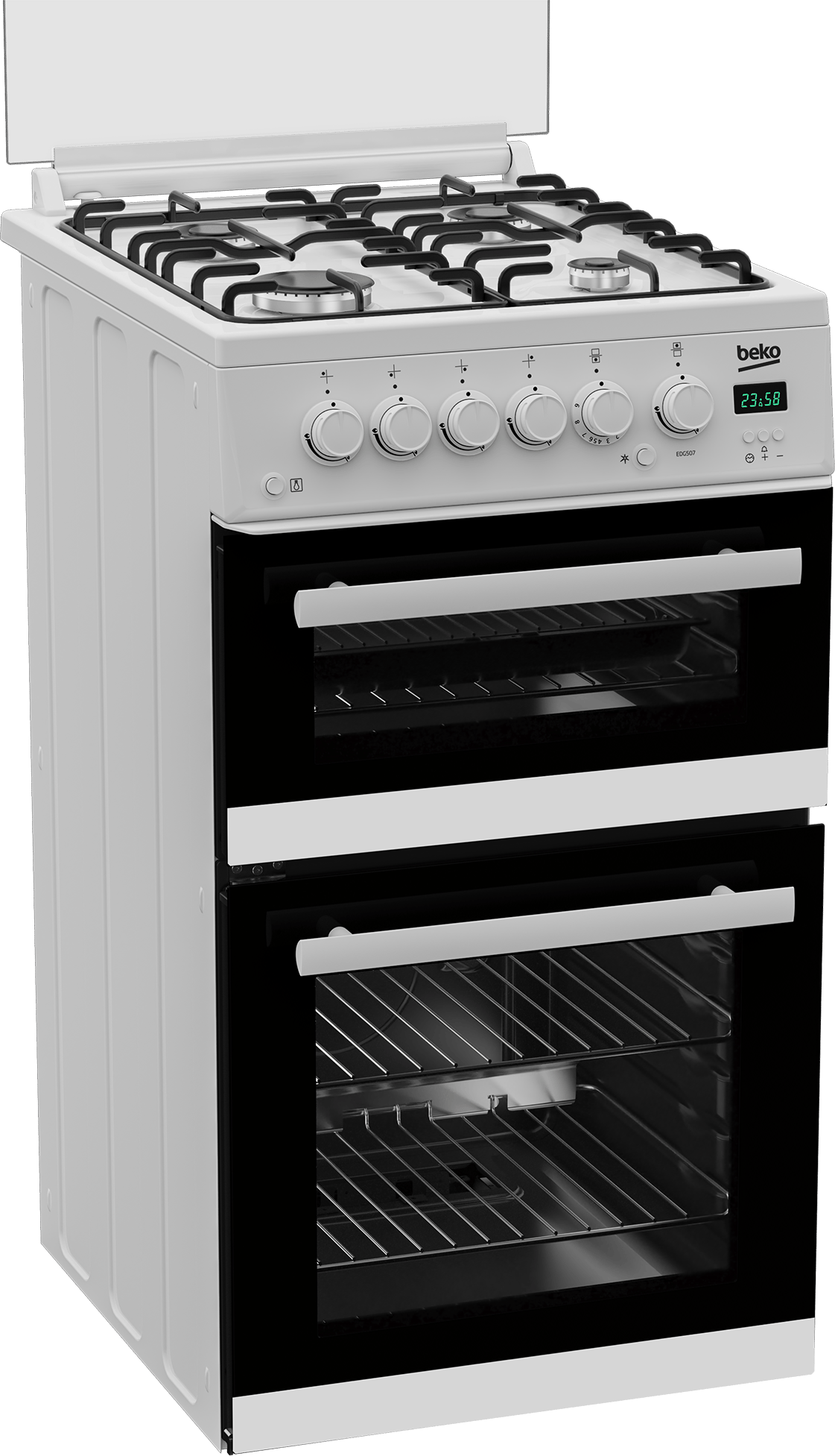 50cm Freestanding Gas Twin Cavity Cooker EDG507 | Beko UK