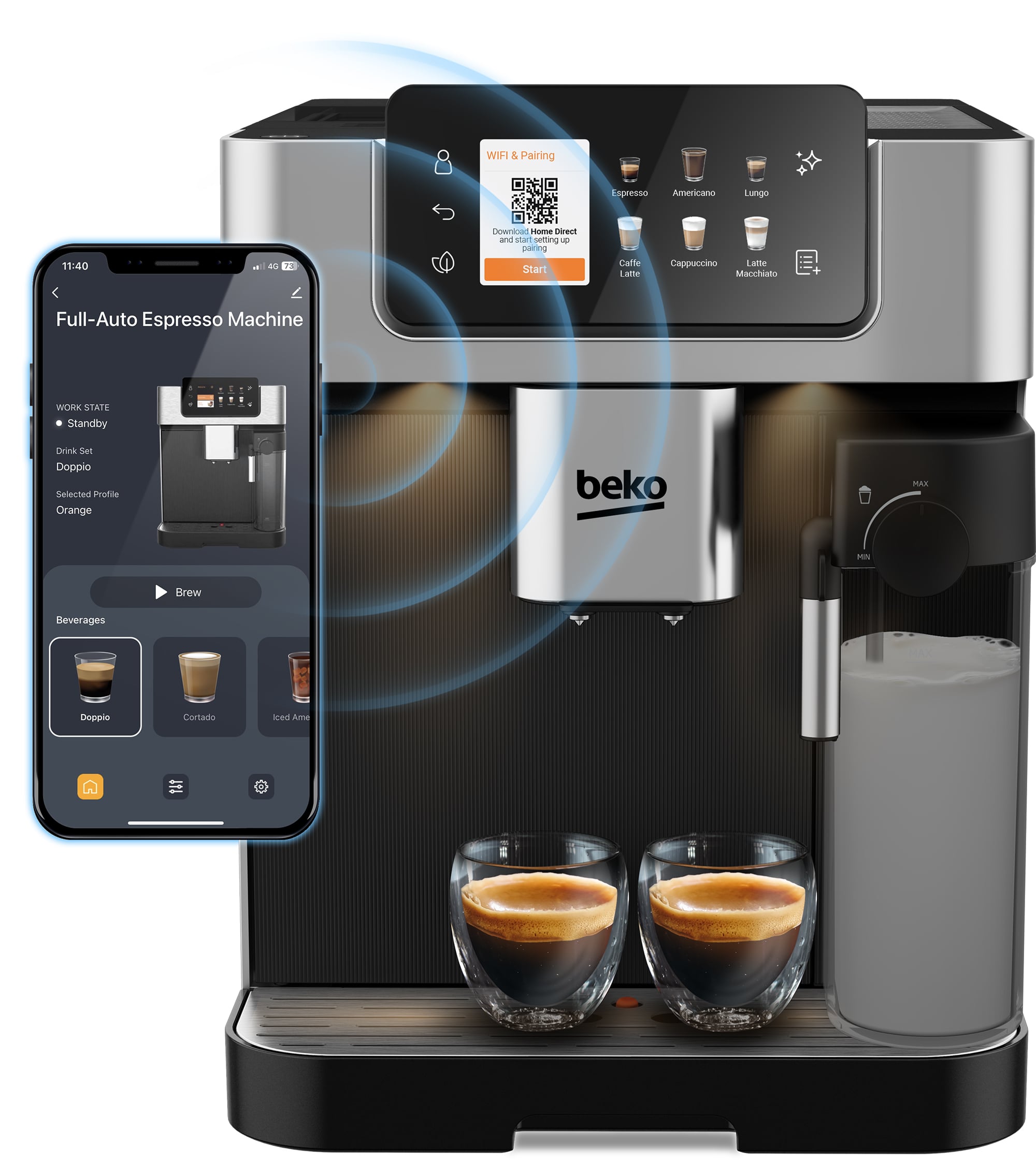 CaffeExperto Bean To Cup Coffee Machine with Integrated Milk Jug CEG7348X | Beko UK