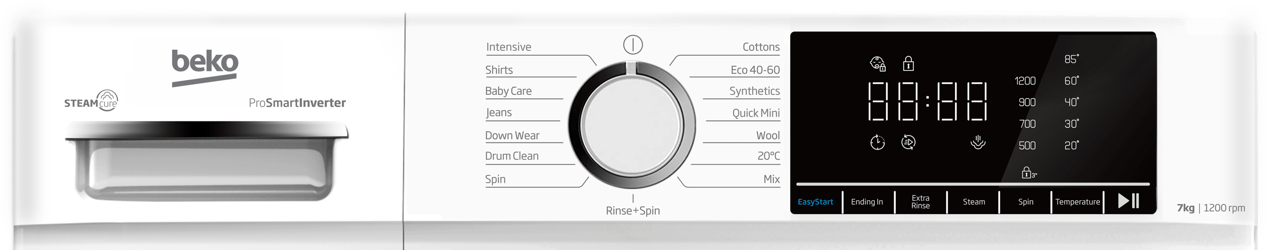 Freestanding 7kg 1200rpm Washing Machine with ProSmart™ Inverter Motor ...