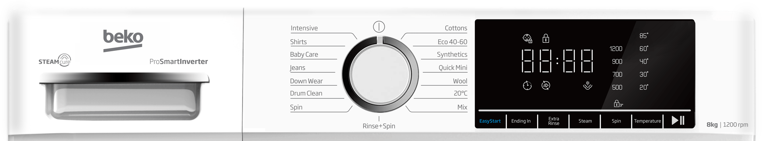 Freestanding 8kg 1200rpm Washing Machine with ProSmart™ Inverter Motor ...