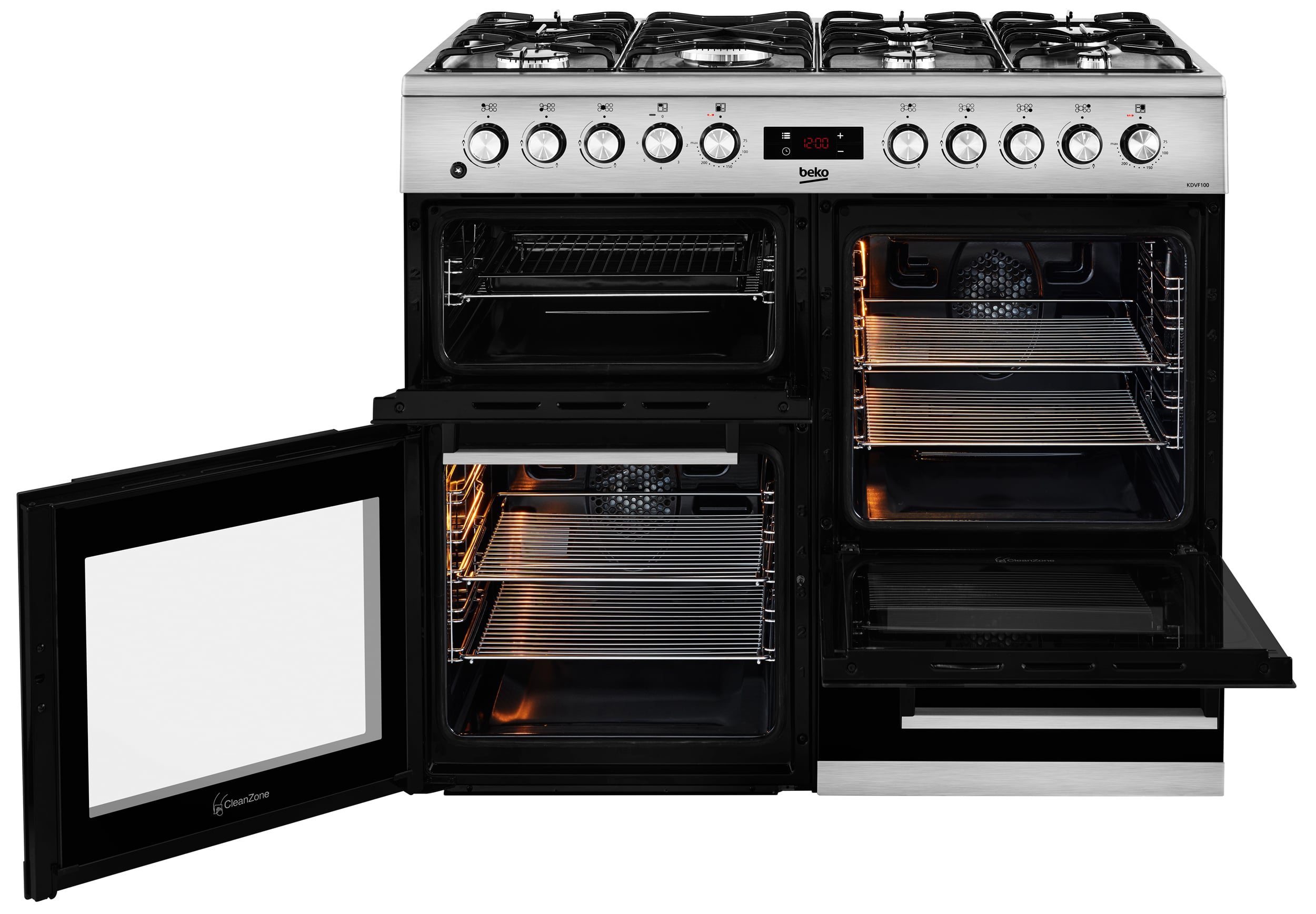100cm Double Oven Range Cooker with 7 Burner Gas Hob KDVF100 | Beko UK