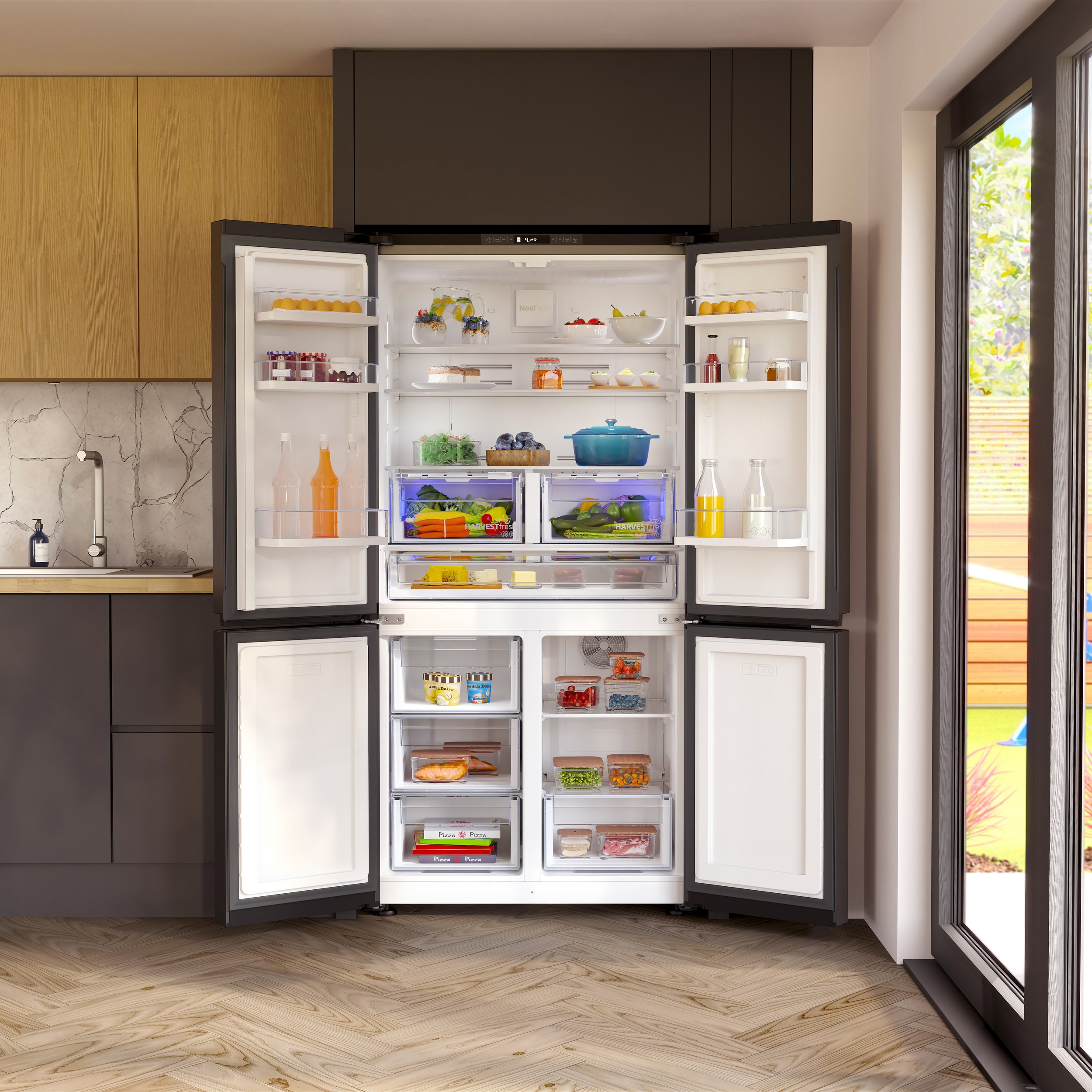 Freestanding American Style Fridge Freezer with HarvestFresh™ GN446224V ...
